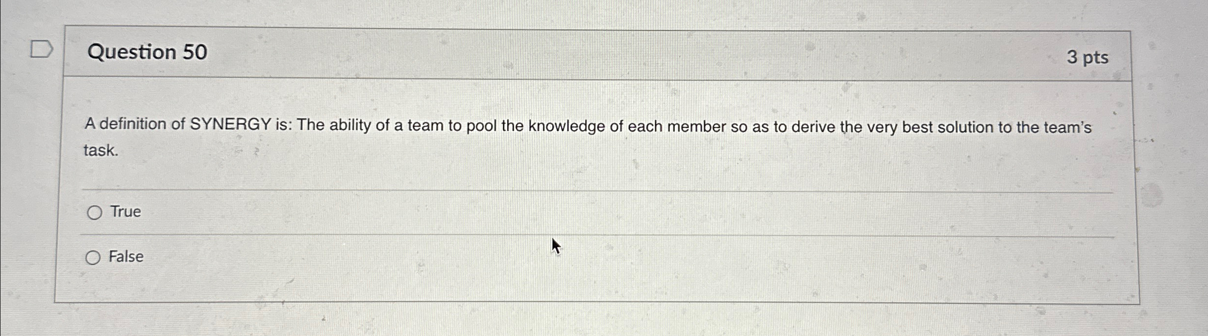 Solved Question 503 ﻿ptsA definition of SYNERGY is: The | Chegg.com