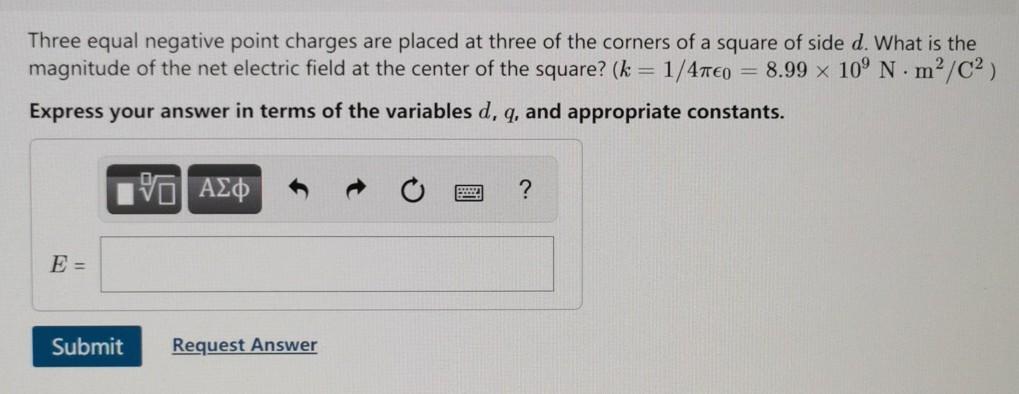 Solved Three equal negative point charges are placed at | Chegg.com