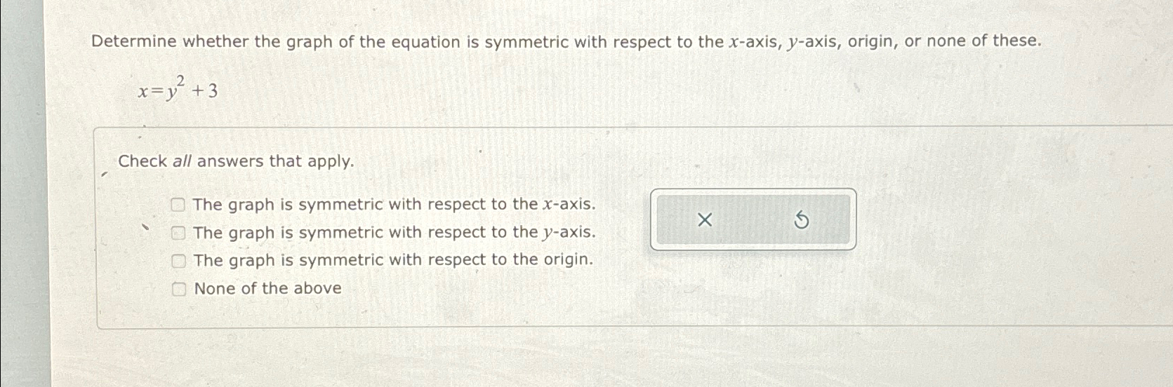 Solved Determine whether the graph of the equation is | Chegg.com