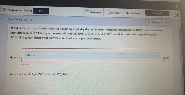 Solved Assignment Score: 5% Resources Give Up? Feedback Try | Chegg.com
