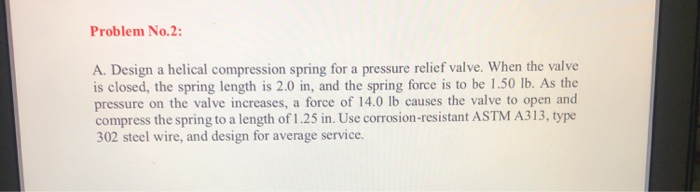 Solved Problem No.2: A. Design a helical compression spring | Chegg.com
