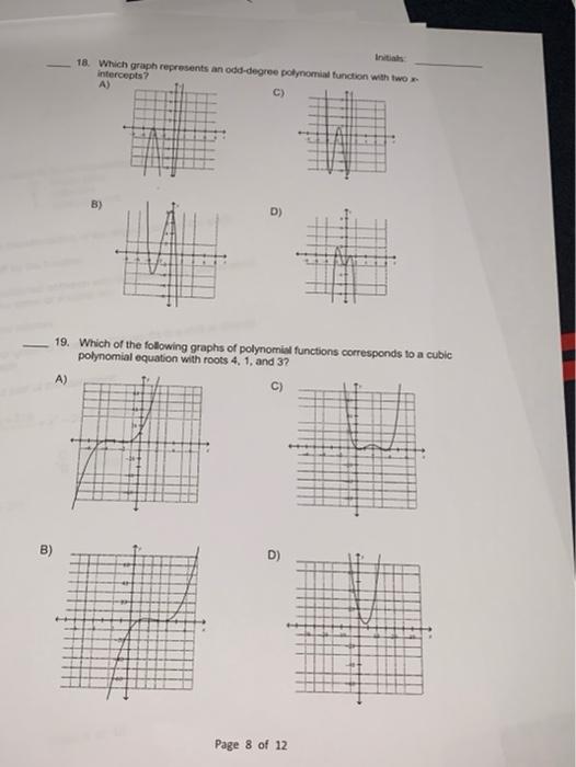 Solved 18. Which graph represents an odd-degree polynomial | Chegg.com