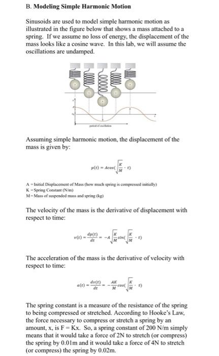 Solved B. Modeling Simple Harmonic Motion Sinusoids are used | Chegg.com