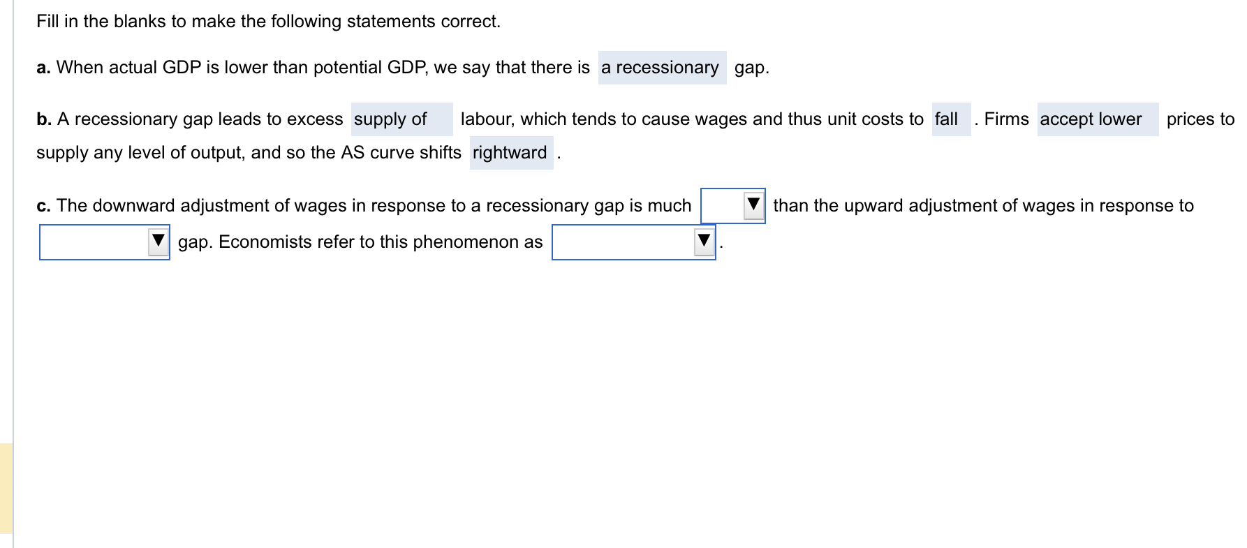 Solved Fill in the blanks to make the following statements | Chegg.com