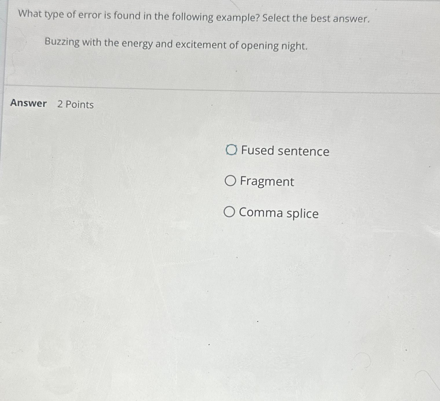 Solved What type of error is found in the following example? | Chegg.com
