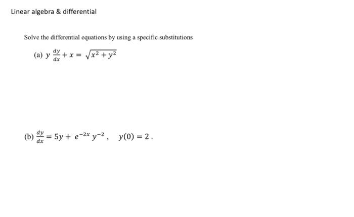 Solved Find general solutions of the following separable | Chegg.com