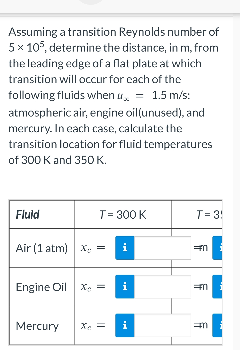 Solved Assuming a transition Reynolds number of5×105, | Chegg.com