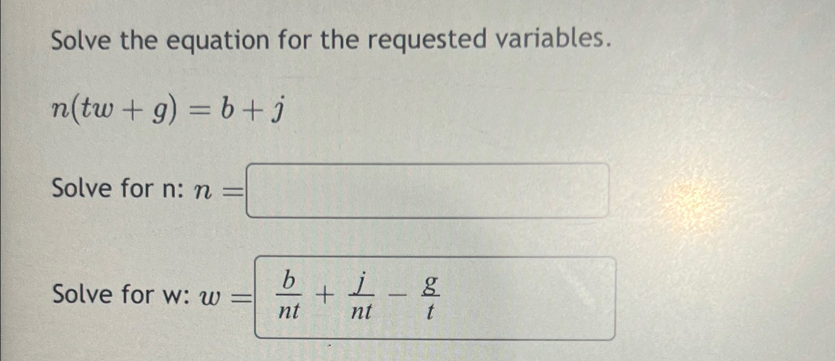 Solved Solve the equation for the requested | Chegg.com