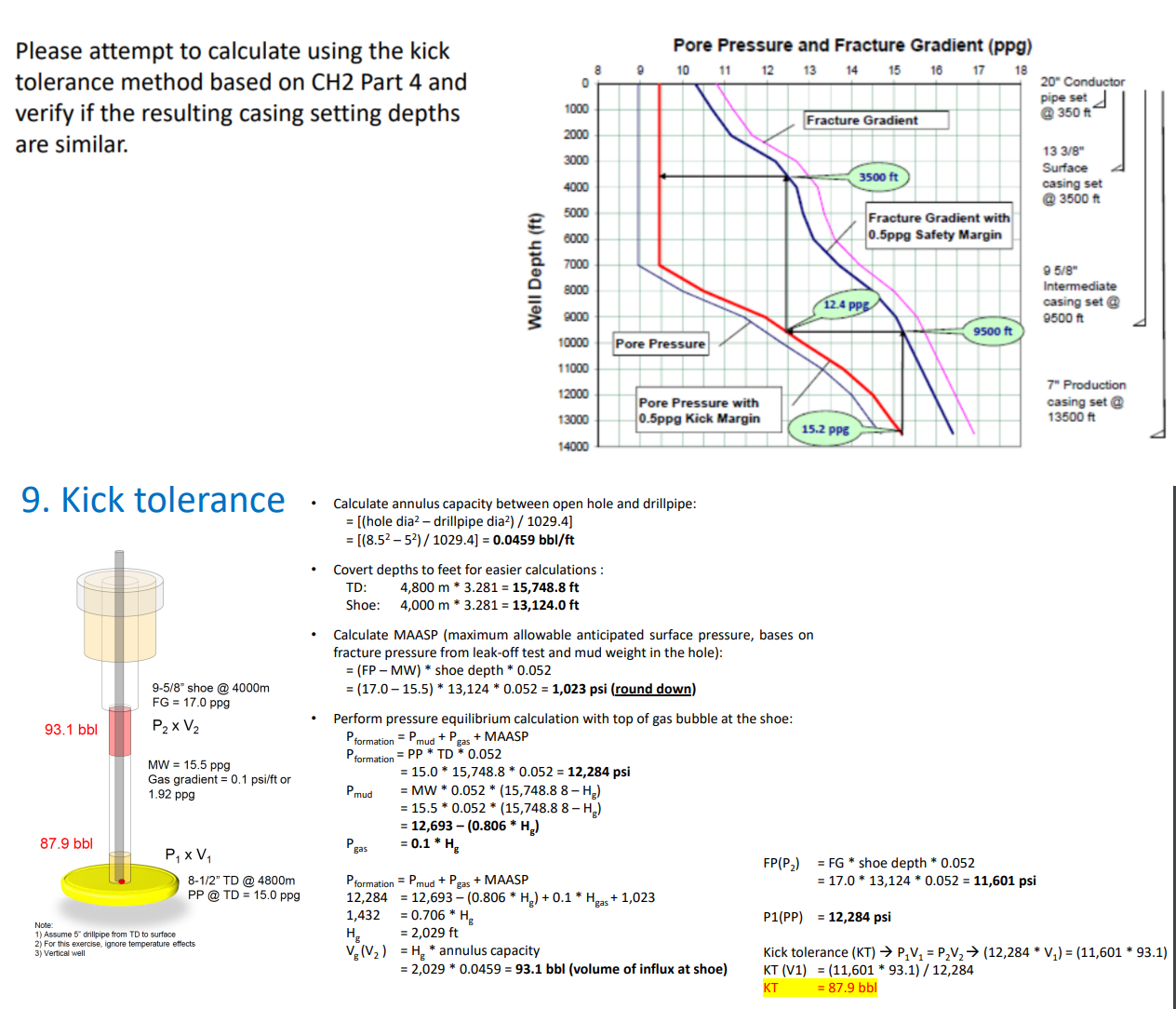 Solved PETROLEUM ENGINEERINGKICK TOLERANCE CALCULATION | Chegg.com