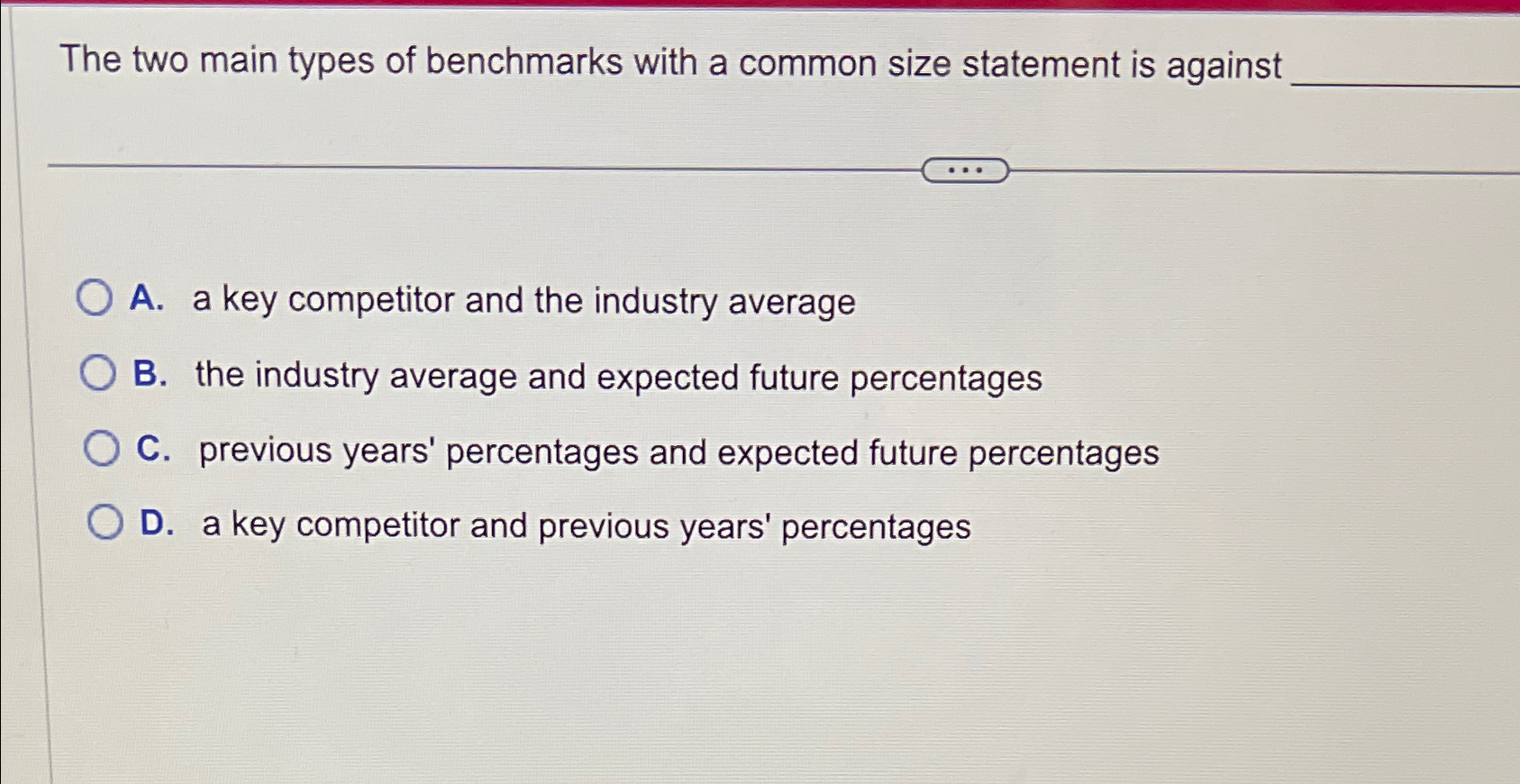 Solved The two main types of benchmarks with a common size | Chegg.com