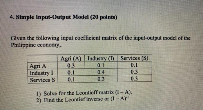 Solved 4 Simple Input Output Model 20 Points Given The 0811