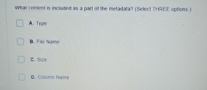 Solved What content is included as a part of the metadata? | Chegg.com