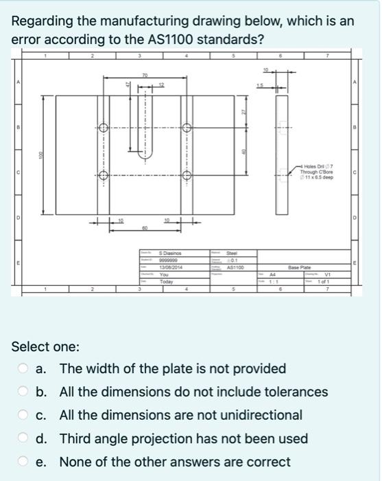 Solved Regarding the manufacturing drawing below, which is | Chegg.com