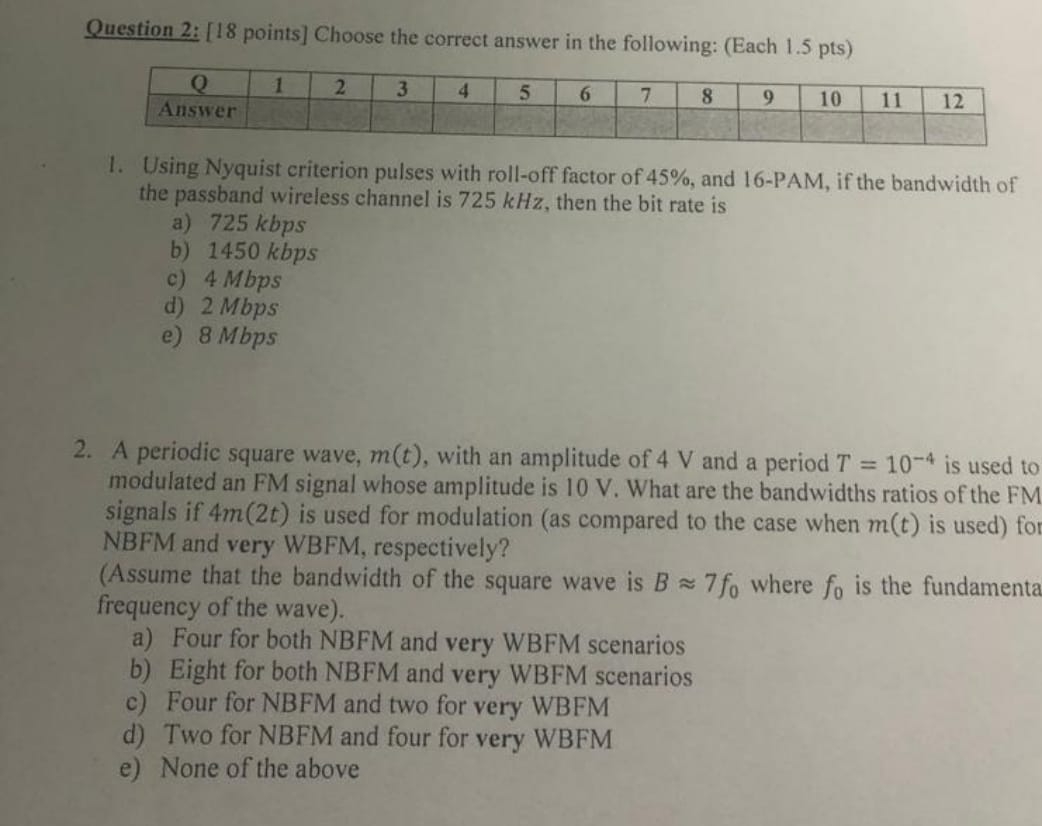 Solved Question 2: [18 ﻿points] ﻿Choose the correct answer | Chegg.com