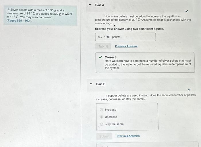 Solved IP Silver pellets with a mass of 0.90 g and a | Chegg.com