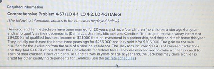 Solved Required information Comprehensive Problem 4-57 (LO | Chegg.com