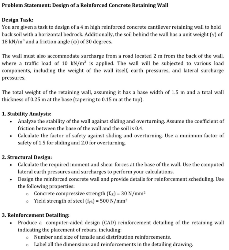 hel Problem Statement: Design of a Reinforced | Chegg.com