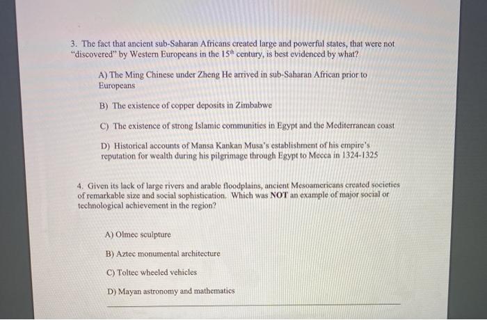 Solved 3. The fact that ancient sub-Saharan Africans created | Chegg.com
