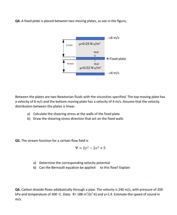 Solved Q4. A fixed plate is placed between two moving | Chegg.com