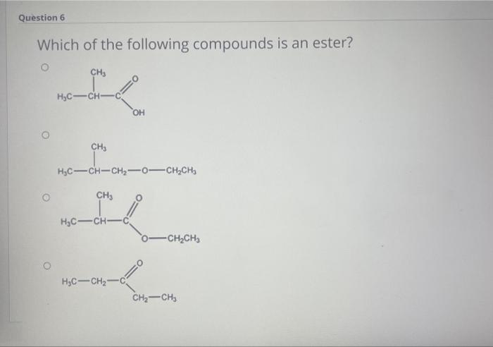 Solved Which of the following compounds is an ester? | Chegg.com