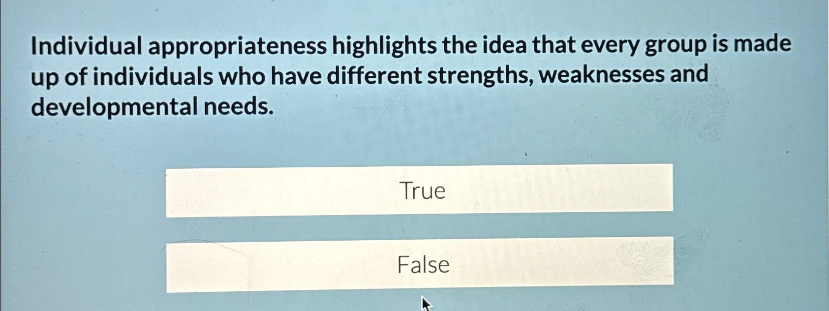 Solved Individual appropriateness highlights the idea that | Chegg.com