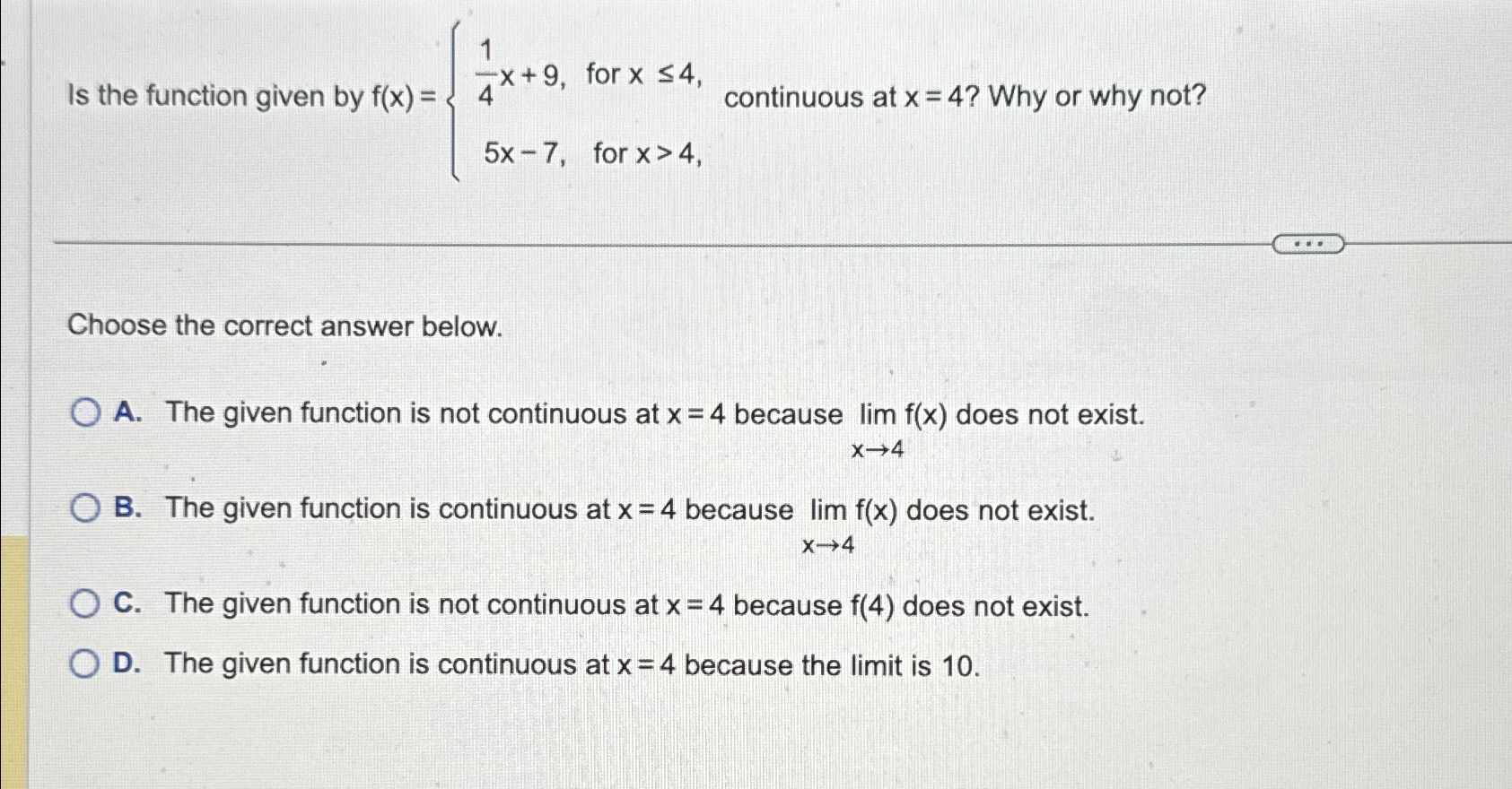 Solved Is the function given by f(x)={((1)/(4)x+9, for | Chegg.com