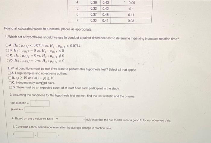 Solved Round all calculated values to 4 decimal places as | Chegg.com