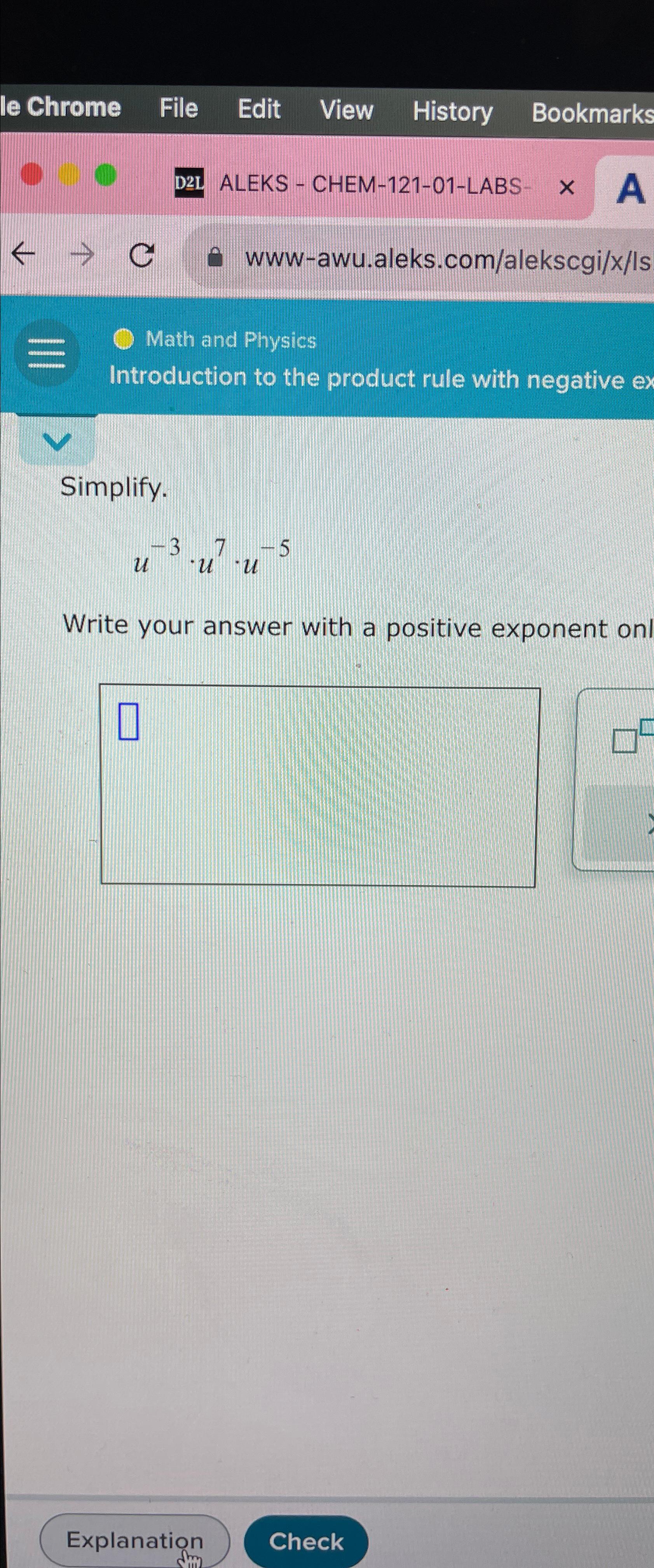 Solved le ChromeFileEditViewHistoryBookmarksD2LALEKS - | Chegg.com