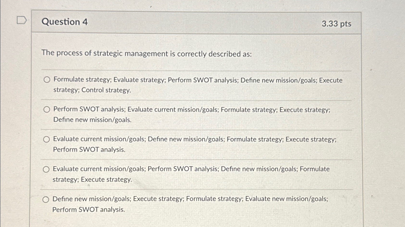 Solved Question 43.33 ﻿ptsThe process of strategic | Chegg.com
