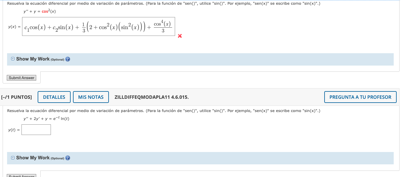 Solved Resuelva la ecuación diferencial por medio de | Chegg.com