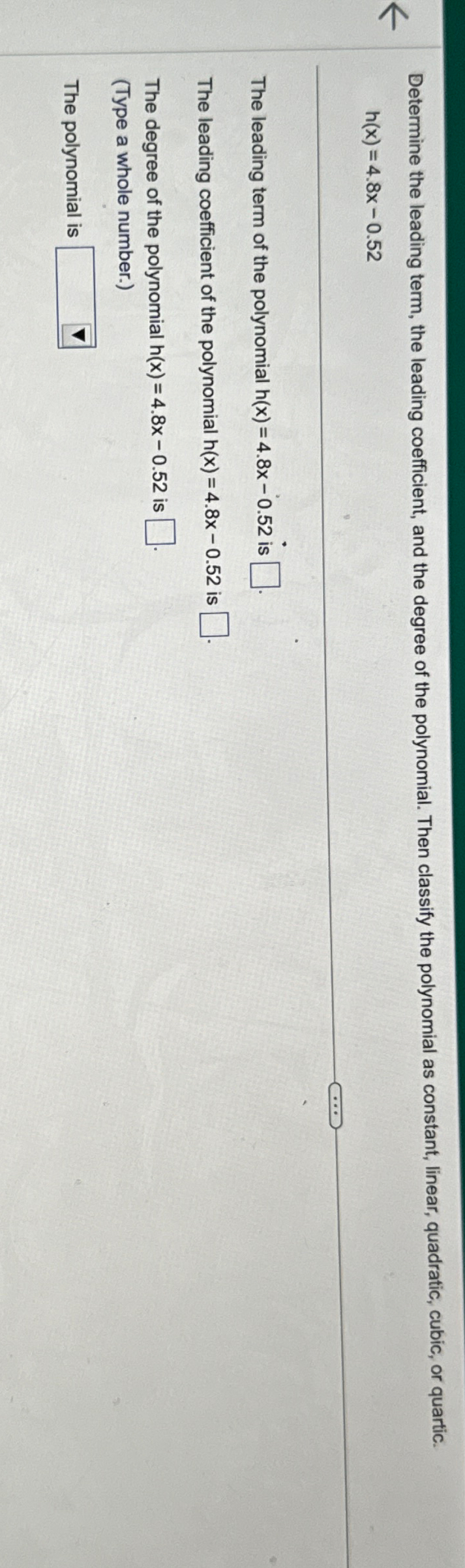 Solved Smallest zeroDetermine the leading term, the leading | Chegg.com