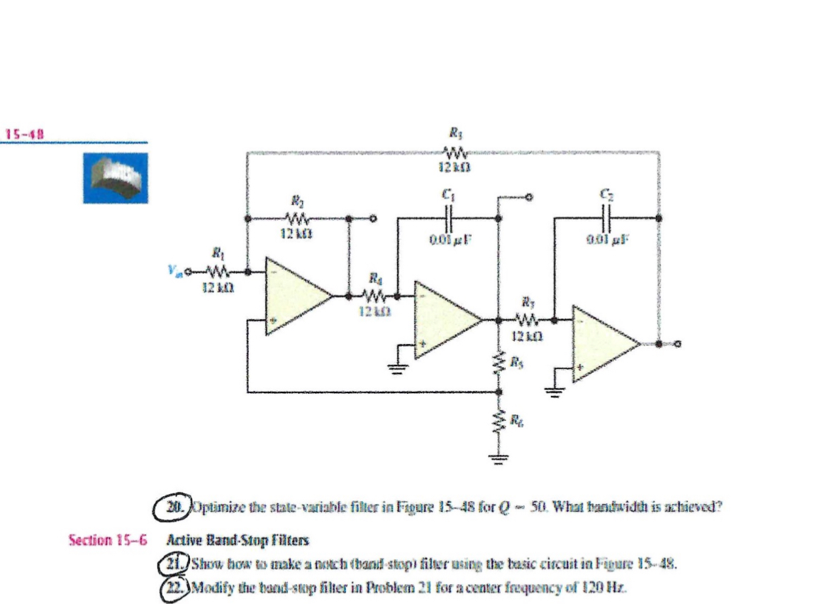 Solved 15-4820. ﻿Optimize the state-variable filter in | Chegg.com