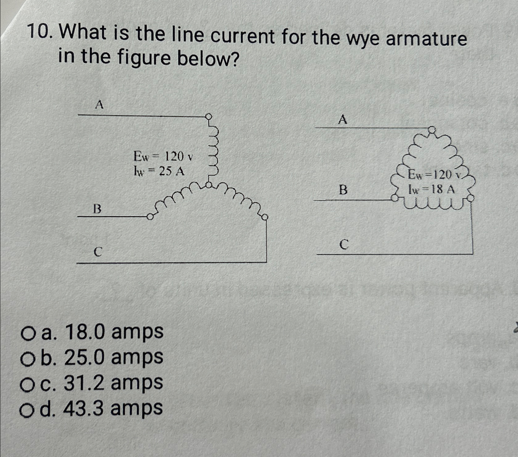 Solved What is the line current for the wye armature in the | Chegg.com