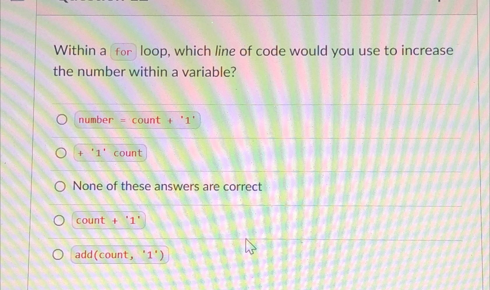 Within a for loop, which line of code would you use | Chegg.com