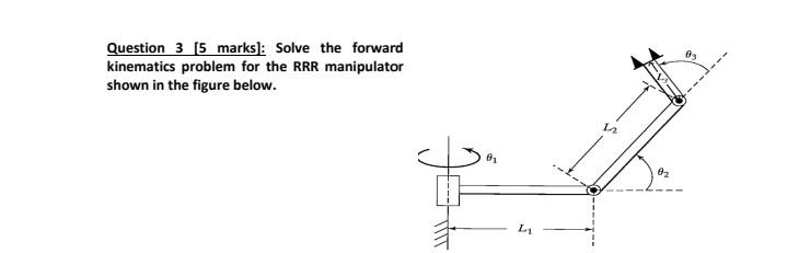 Solved Question 3 [5 marks]: Solve the forwart kinematics | Chegg.com
