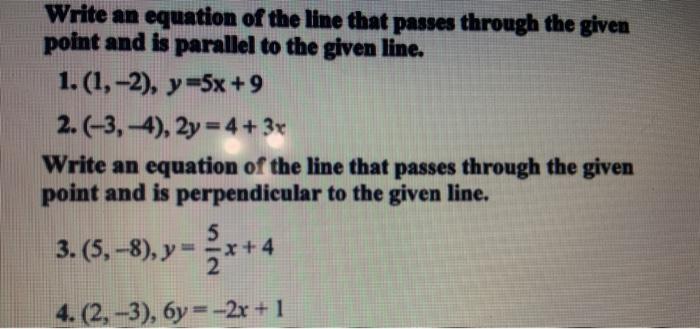 Solved Write An Equation Of The Line That Passes Through The