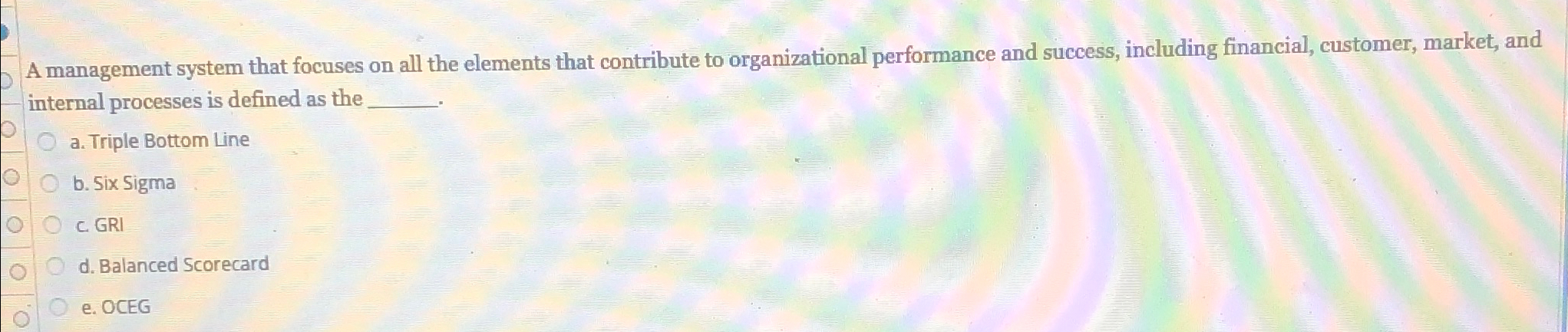 Solved A management system that focuses on all the elements | Chegg.com