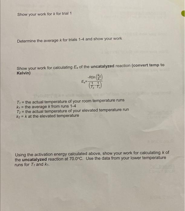 Solved Lab 4 Rate Laws Use Of Initial Rate Method To