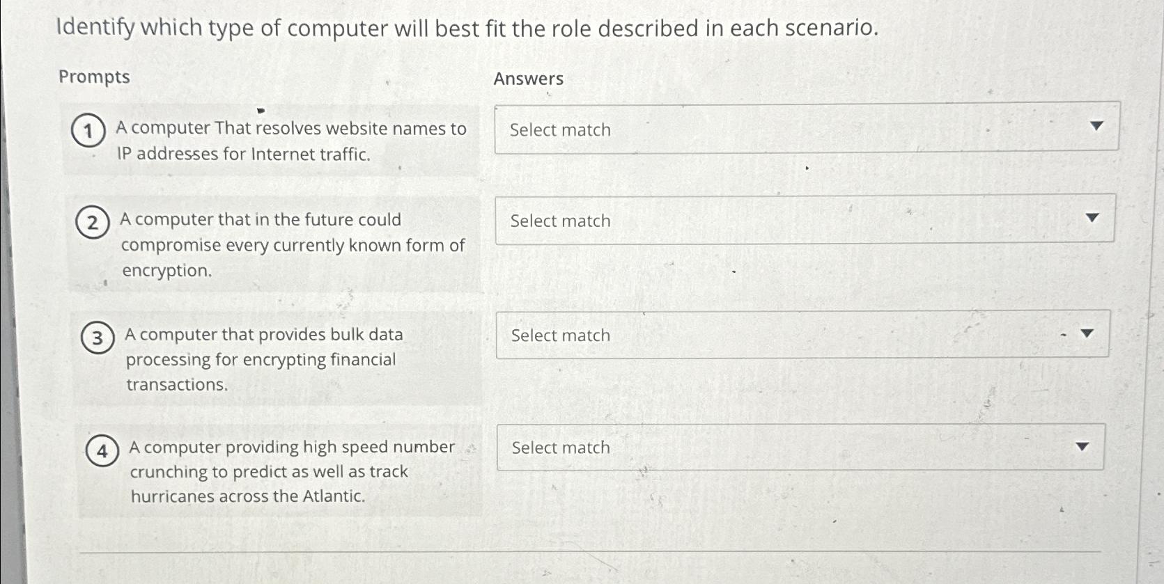 Solved Identify which type of computer will best fit the | Chegg.com Solved Identify which type of computer will best fit the | Chegg.com