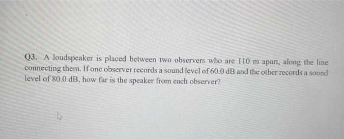 Solved Q3. A loudspeaker is placed between two observers who | Chegg.com