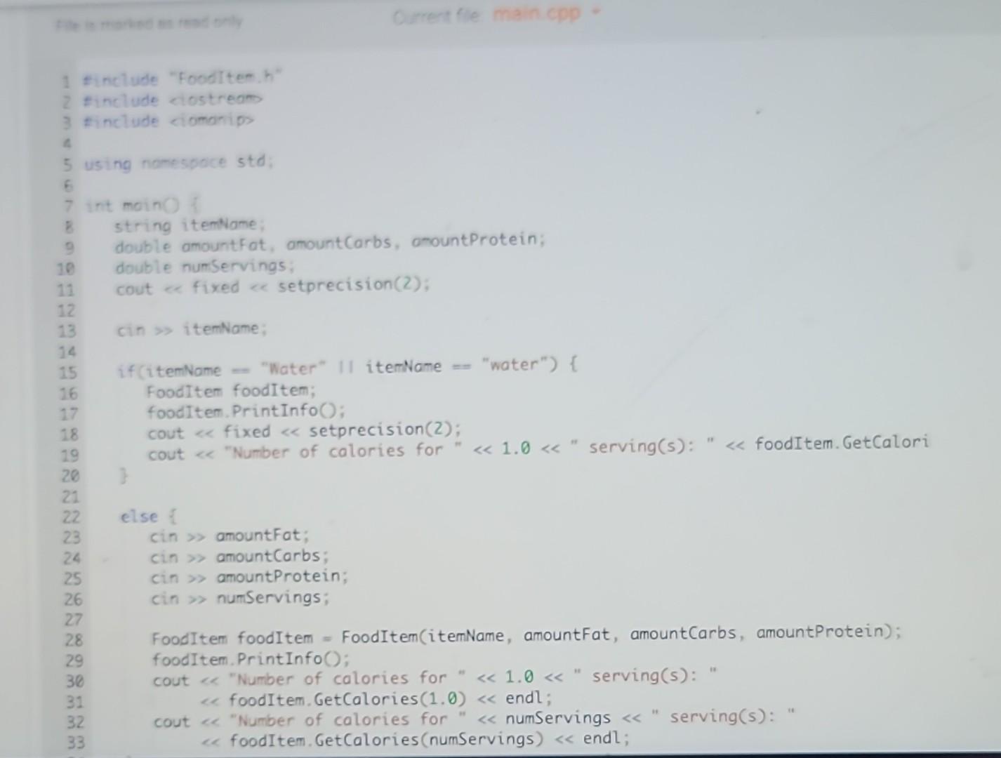 Solved \} double Fooditem:: GetProtein() \{ return protein; | Chegg.com