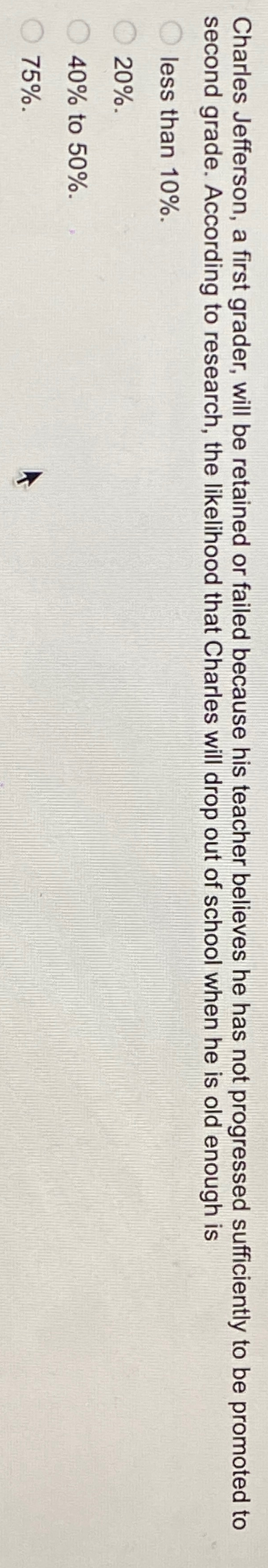 Solved Charles Jefferson, a first grader, will be retained | Chegg.com