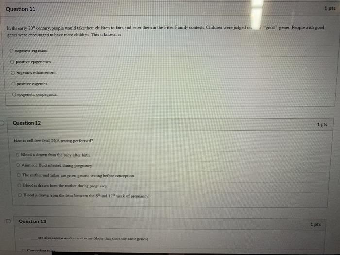 Solved Question 11 1 pts good" genes. People with good In | Chegg.com