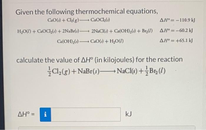 Solved Given The Following Thermochemical Equations