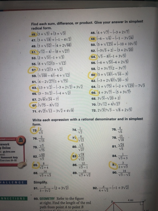 Solved 50. Find each sum, difference, or product. Give your | Chegg.com