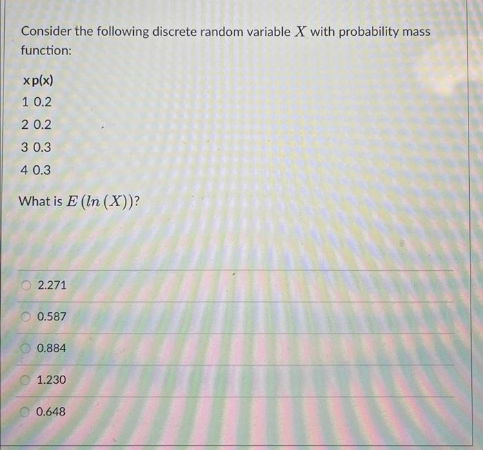 Solved Consider the following discrete random variable X | Chegg.com