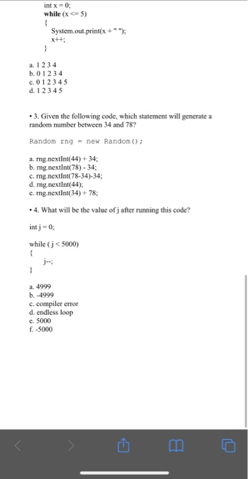Solved . 1. What will be the value of x after the following | Chegg.com