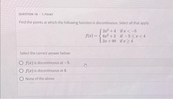 Solved Find the points at which the following function is | Chegg.com