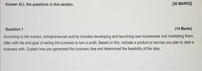 Solved Question 1 According to the extract, entrepreneurial | Chegg.com