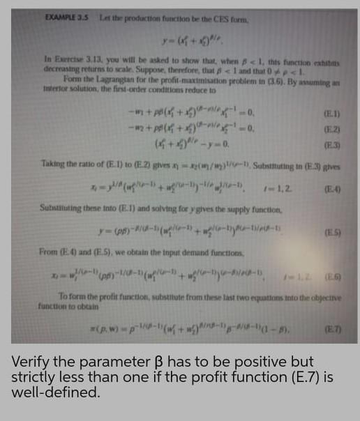 Solved EXAMPLES Let the production function be the CES form, | Chegg.com